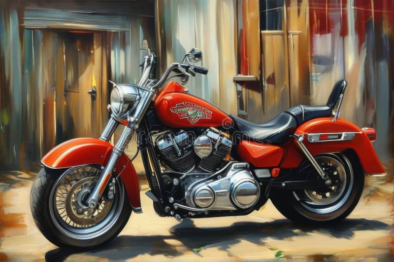 Artwork of a Harley Davidson Stock Illustration - Illustration of ...