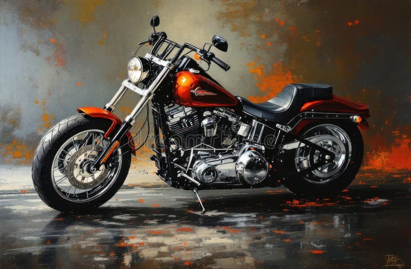 Artwork of a Harley Davidson Stock Illustration - Illustration of ...