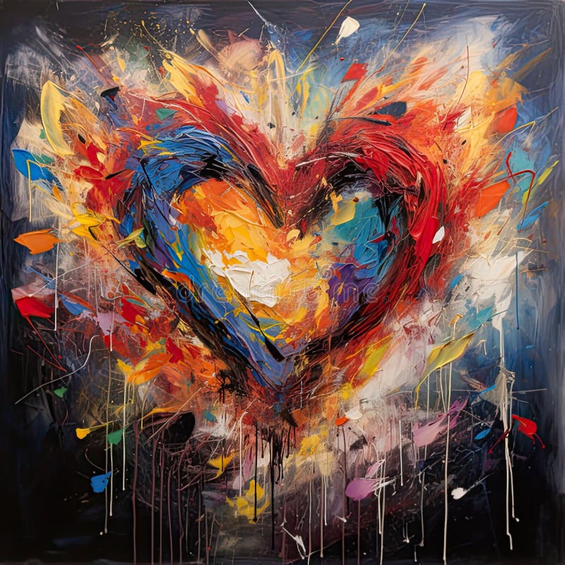 Artwork Heart Texture Shape in Splash Love Illustration Stock ...