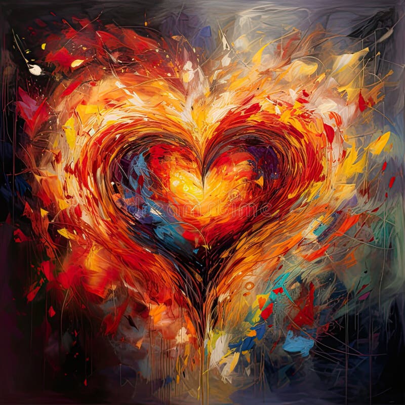 Artwork Heart Texture Shape in Splash Love Illustration Stock ...