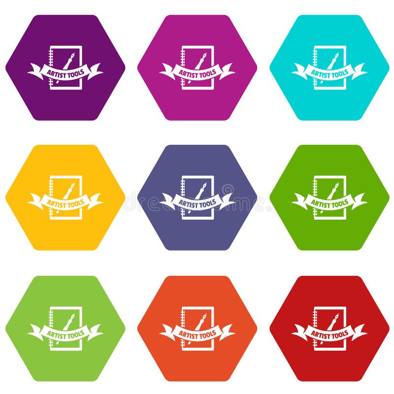 Artwork icons set 9 vector stock vector. Illustration of artwork ...