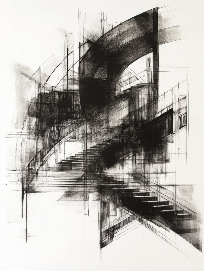 This Artwork Illustrates a Complex Urban Environment with Overlapping ...