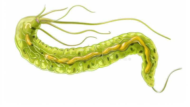 Intricate Depiction of Helicobacter Pylori Bacteria Showcasing Its ...