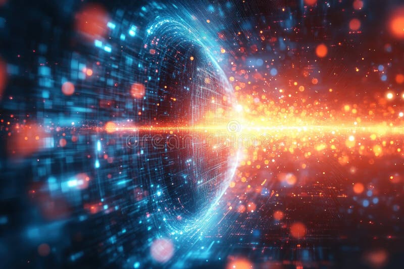 A Stunning Night Visual of a Digital Vortex with Vibrant Particles and ...