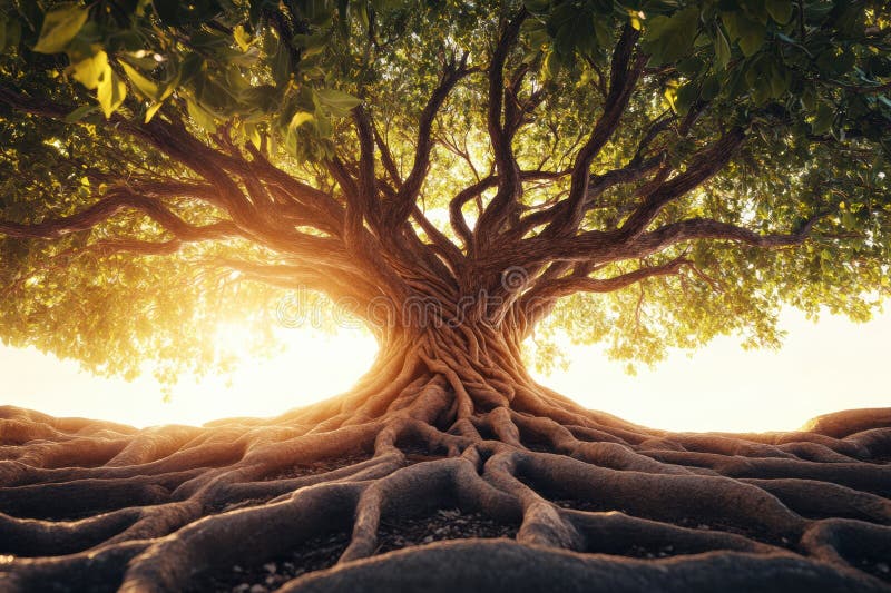 The Artwork Illustrates a Vibrant Tree with Intricate Branches and ...