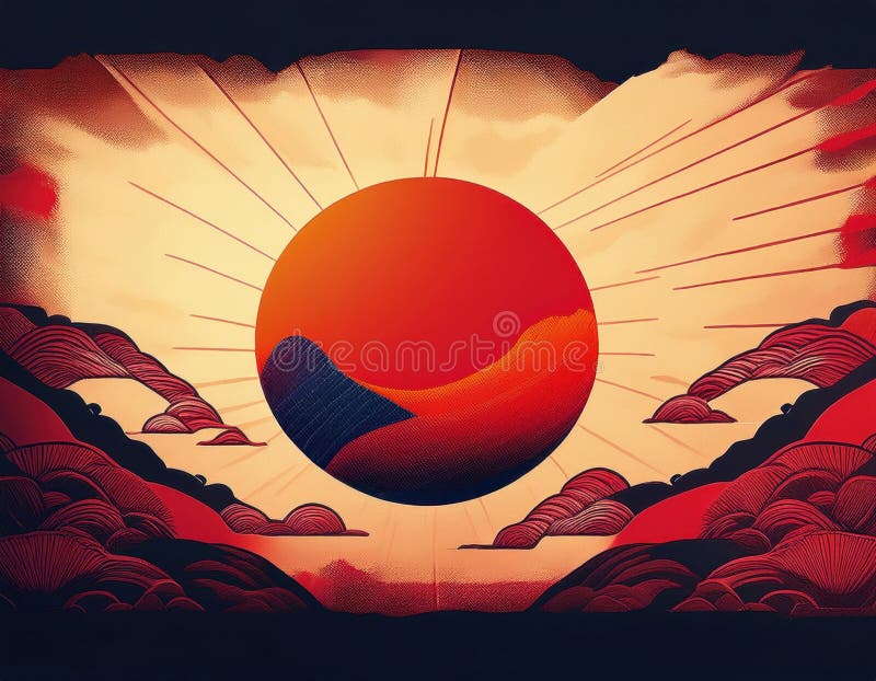 An Artwork of the Japanese Flag Stock Illustration - Illustration of ...