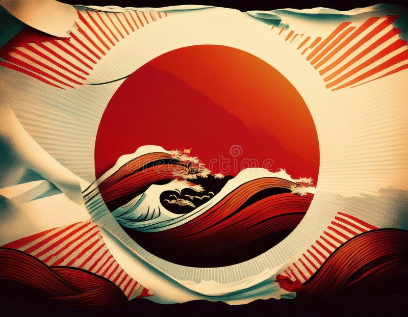 An Artwork of the Japanese Flag Stock Illustration - Illustration of ...