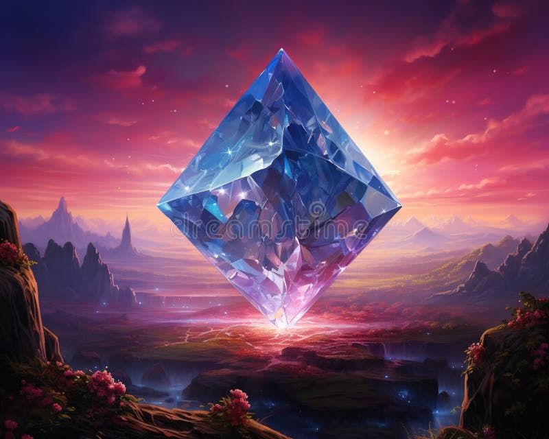 The Artwork Landscape with the Diamond in Stone. Stock Illustration ...