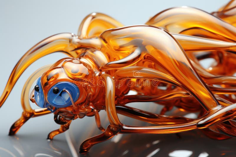 Artwork of a Liquid Metal Centipede and White Background. Stock Photo ...