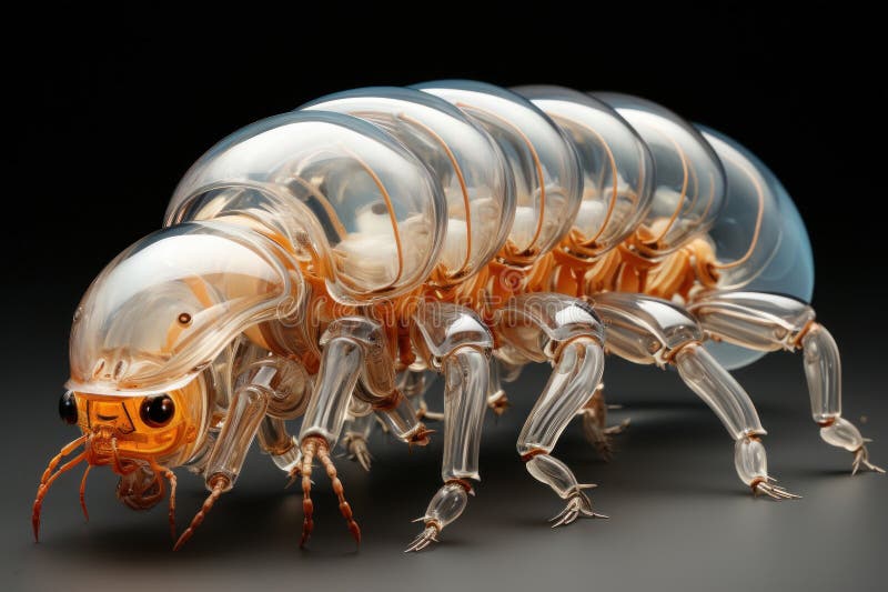 Artwork of a Liquid Metal Centipede and White Background. Stock ...