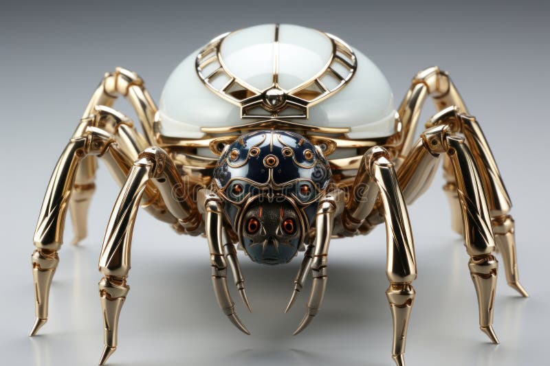 Artwork of a Liquid Metal Spider and White Background. Stock Photo ...