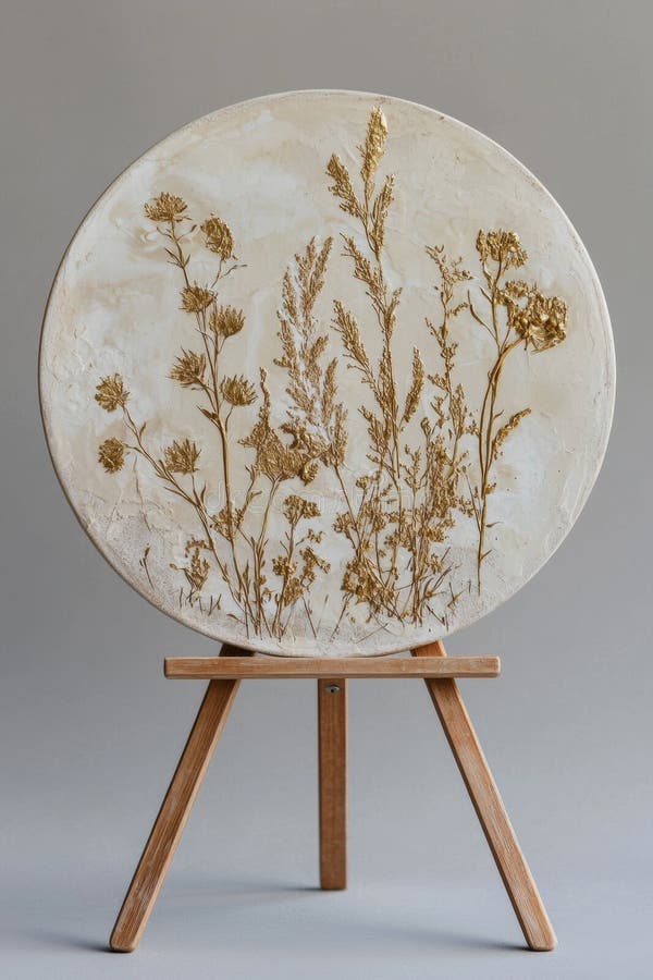 An Artwork Made of Clay and Gypsum with Botanical Bas-relief Flowers ...