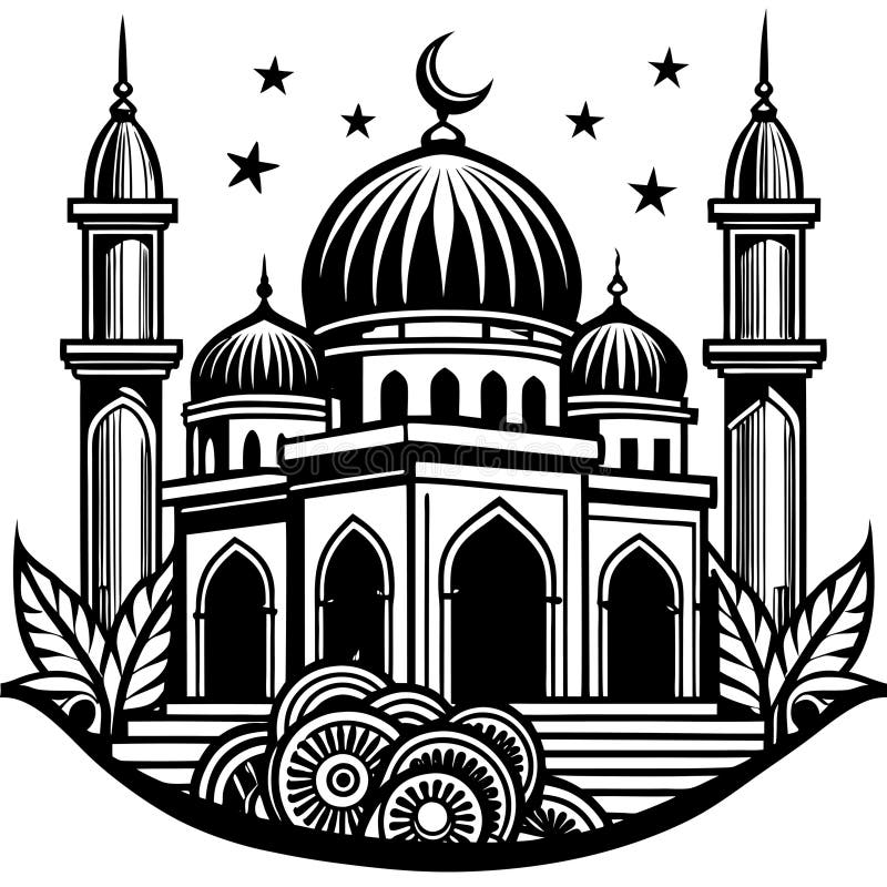 Artwork of masjid stock vector. Illustration of elevation - 329298077