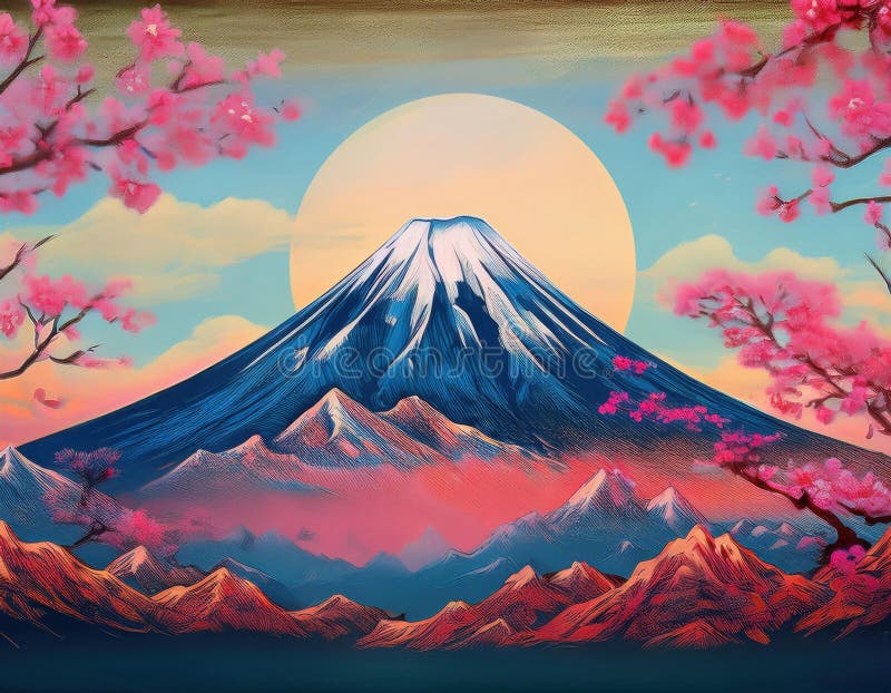 Artwork Mount Fuji Red Colors Stock Photos - Free & Royalty-Free Stock ...