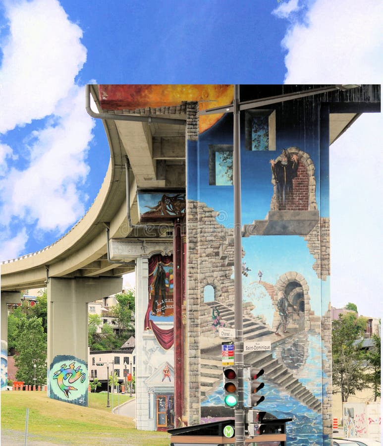Artwork on Overpass Support in Quebed City Editorial Photography ...