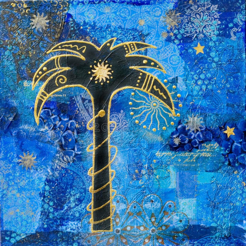 Palm-tree artwork stock illustration. Illustration of painting - 4268027