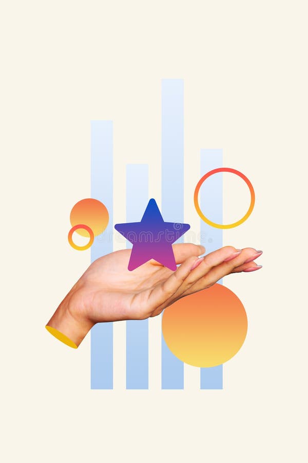 Artwork Photo Vertical Collage of Hand Hold Star Best Feedback Success ...