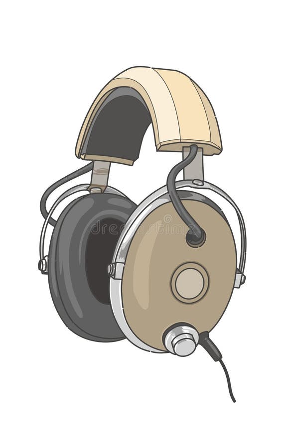 Artwork a Pilot Headset in a Soft Cream Color Music Stock Vector ...
