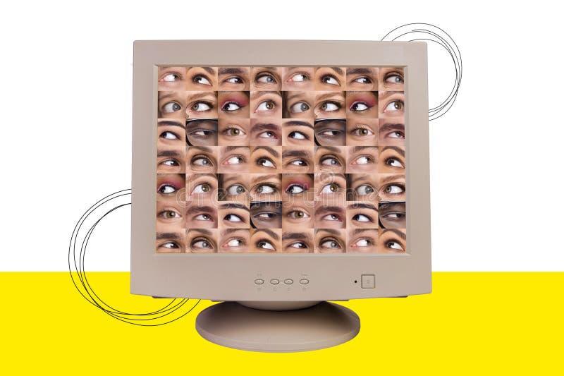 Artwork Poster Collage Image of Human Different Eyes Old Computer ...