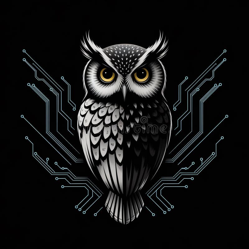 Striking Design of an Enhanced Owl Illustration Featuring Intricate ...