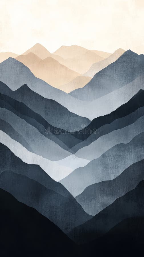 Luminous Labyrinth: Minimalist Mountains Stock Illustration ...