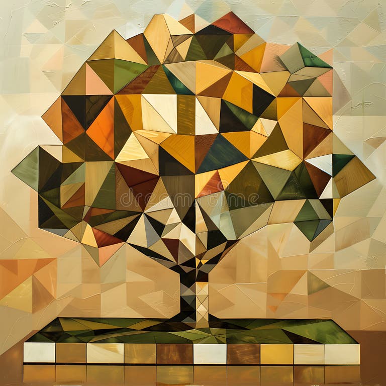 Abstract Geometric Tree in Earthy Tones Stock Illustration ...