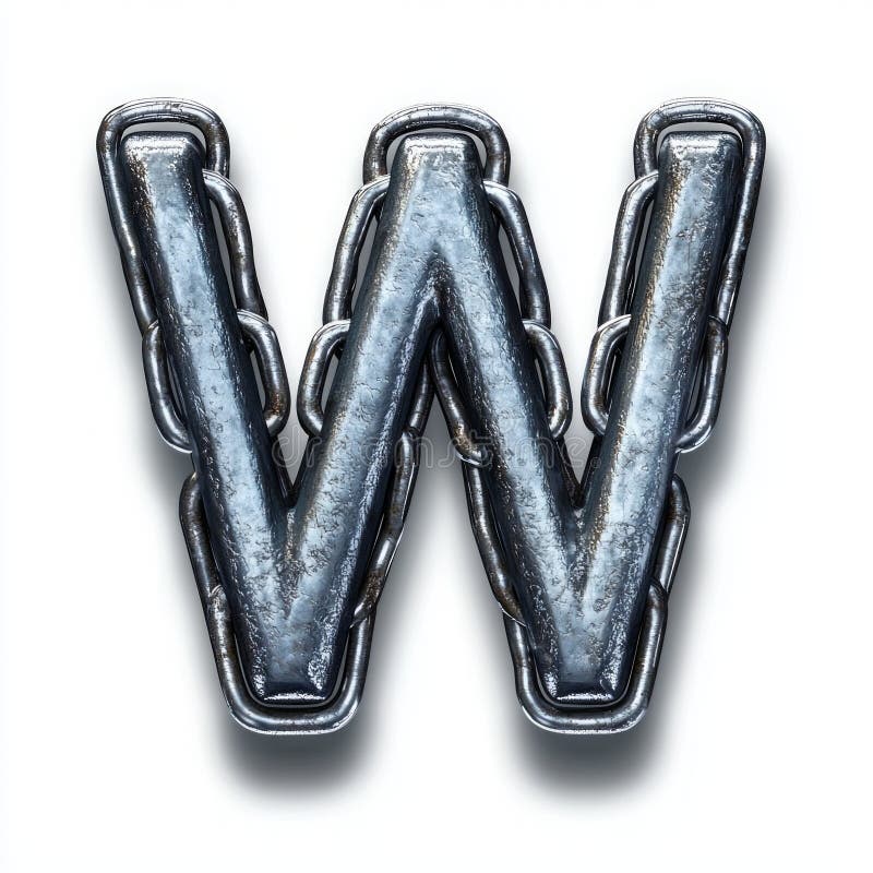 Bold Letter W Designed As Sturdy Chain Rough Links Pristine White ...