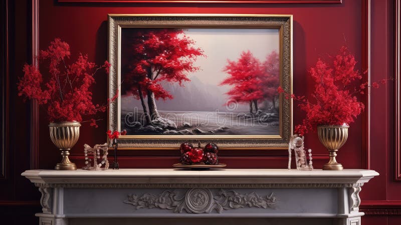 Artwork red picture frame stock illustration. Illustration of color ...
