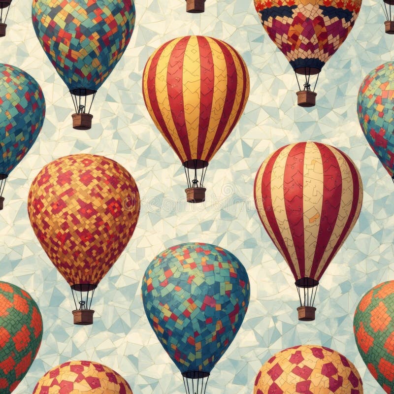 Artwork Seamless Pattern of Air Balloons Stock Illustration ...