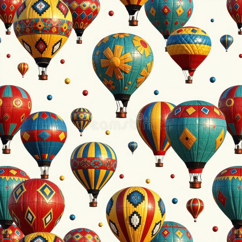 Artwork Seamless Pattern of Air Balloons Stock Illustration ...