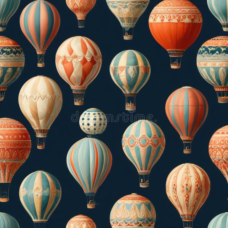 Artwork Seamless Pattern of Air Balloons Stock Illustration ...