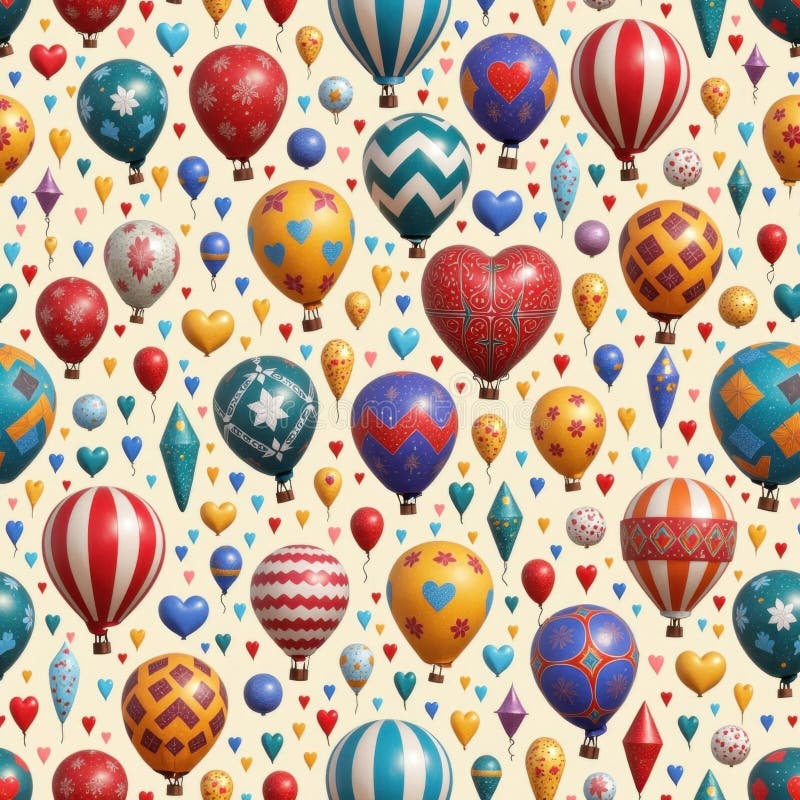 Artwork Seamless Pattern of Air Balloons Stock Illustration ...