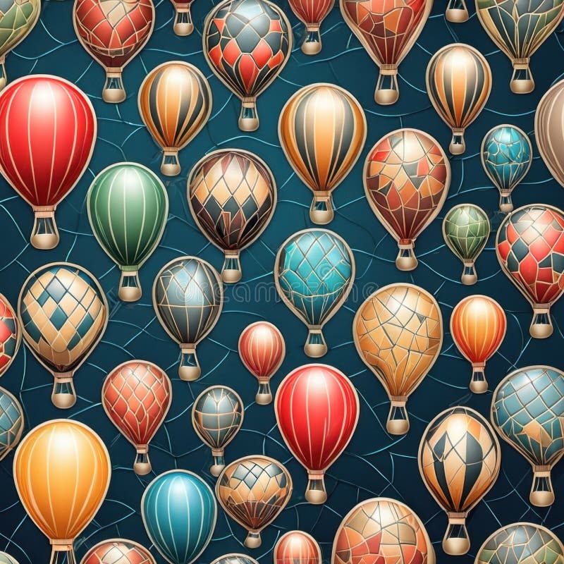 Artwork Seamless Pattern of Air Balloons Stock Illustration ...