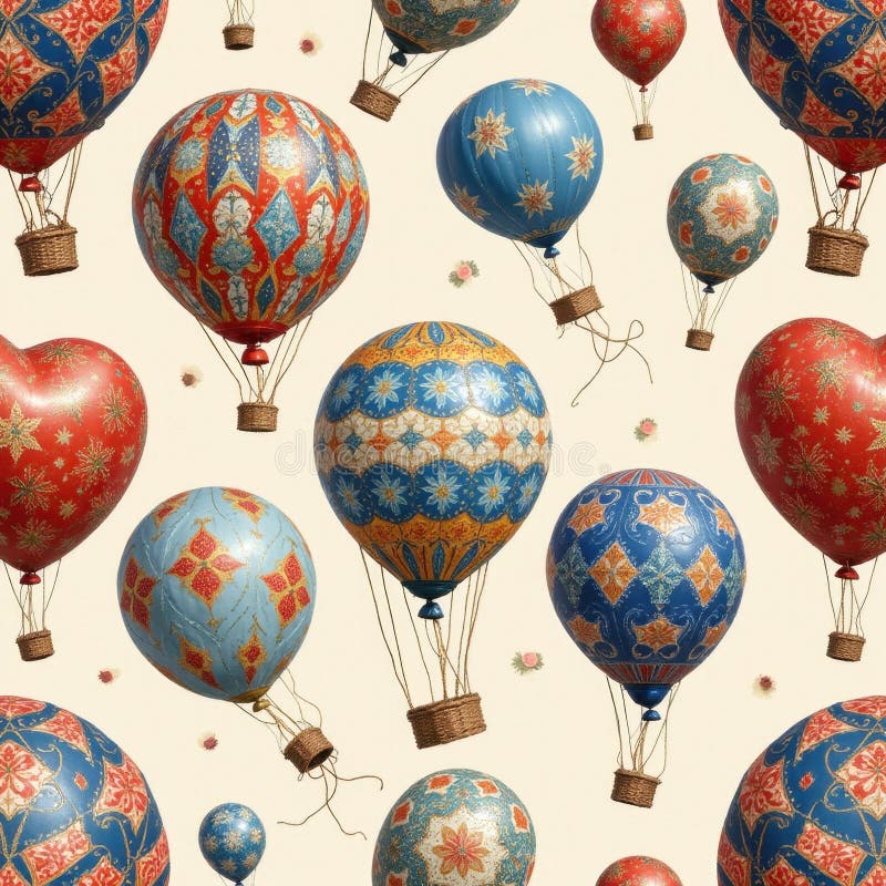 Artwork Seamless Pattern of Air Balloons Stock Illustration ...