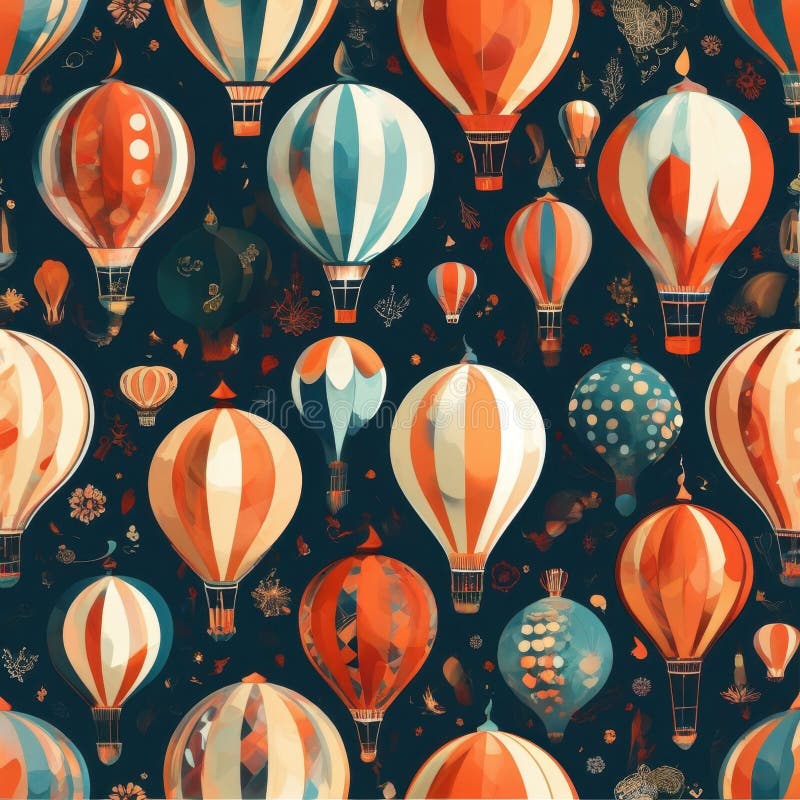 Artwork Seamless Pattern of Air Balloons Stock Illustration ...