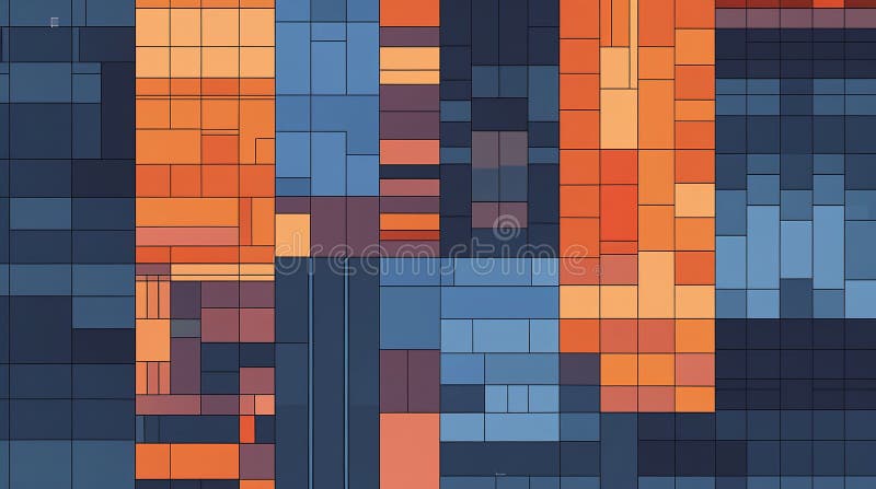 Abstract Pixel Art Creation Featuring Orange and Blue Hues on a ...