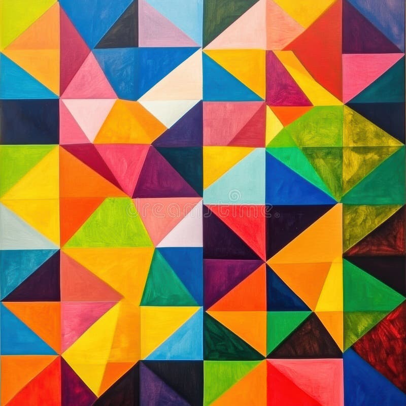 Colorful Triangular Kite Flying High in the Blue Sky with Some W Stock ...