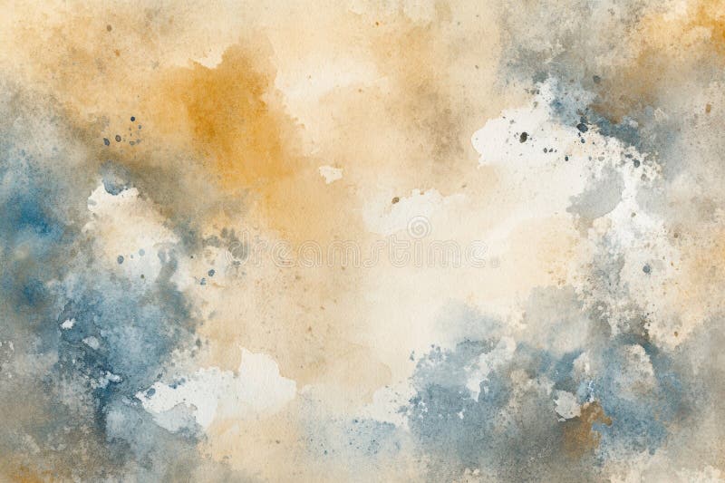 This Artwork Showcases a Blend of Soft Blue and Beige Watercolor ...