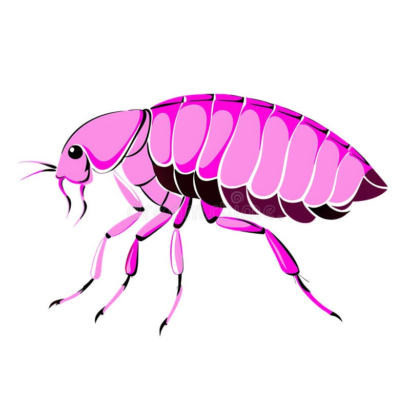 Bright Pink Flea Illustration Showing a Detailed View of a Flea on a ...
