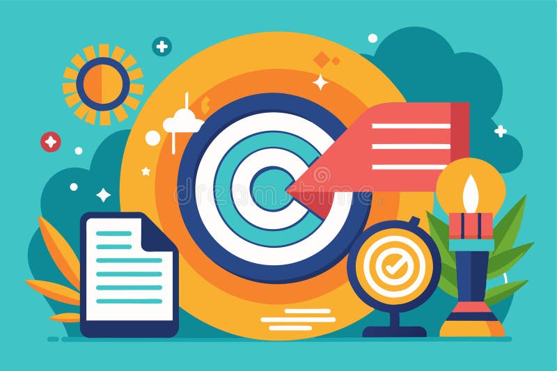 This Artwork Showcases a Colorful Target Goal Setting Scene with ...