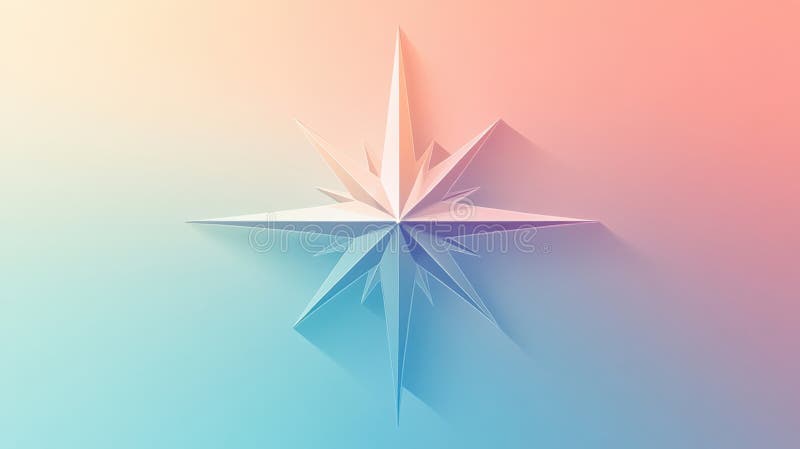 This Artwork Showcases a Compass Rose with Clean, Sharp Lines Radiating ...