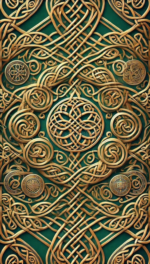 Intricate Celtic Knot Pattern Featuring Symbols of Ancient Ireland ...