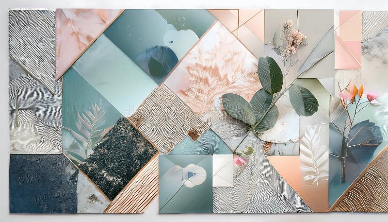 Modern Abstract Collage Featuring Natural Elements and Textured Layers ...