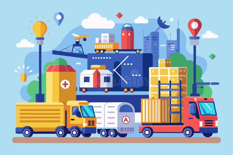 This Artwork Showcases Customizable Logistics Vehicles Navigating an ...