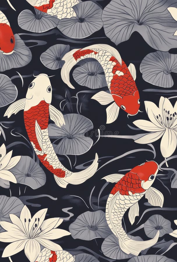 Stylized Koi Fish Elegant Japanese Artwork Stock Photos - Free ...