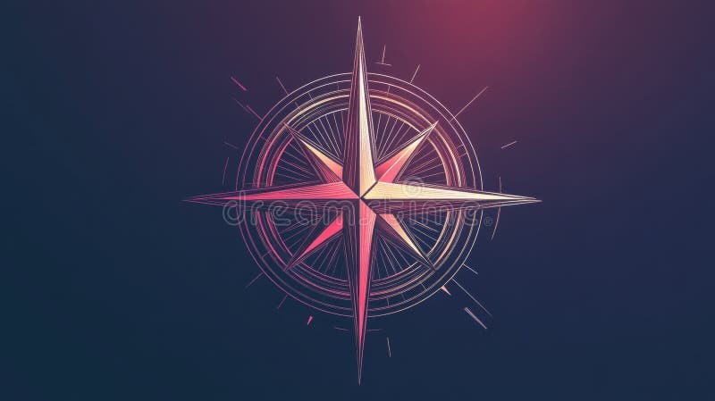 The Artwork Showcases a Geometric Compass Rose with Clean Lines and a ...