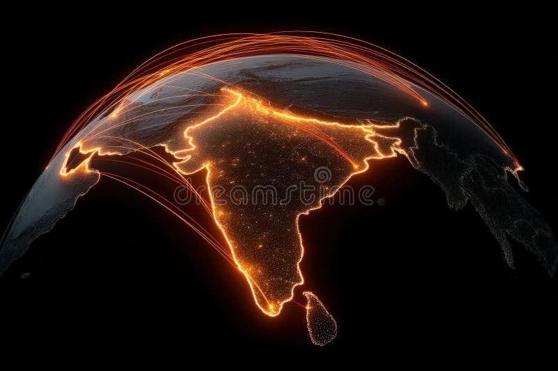Visual Representation of Global Connectivity Highlighting India with ...