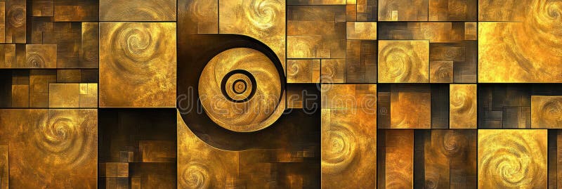 The Artwork Showcases a Golden Spiral Intermingling with an Array of ...