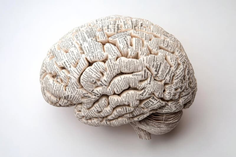 The Artwork Showcases a Human Brain Made from Words, Highlighting ...