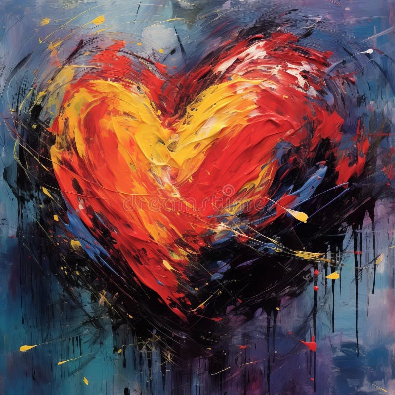 Impressionism Heart Drawing with Restrained Brush Strokes Stock Photo ...